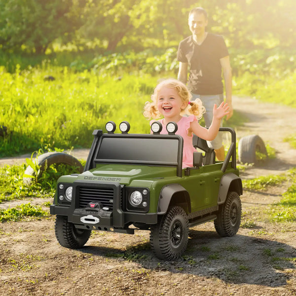 12V Kids Land Rover Defender in Green — Little and Giant Explorers